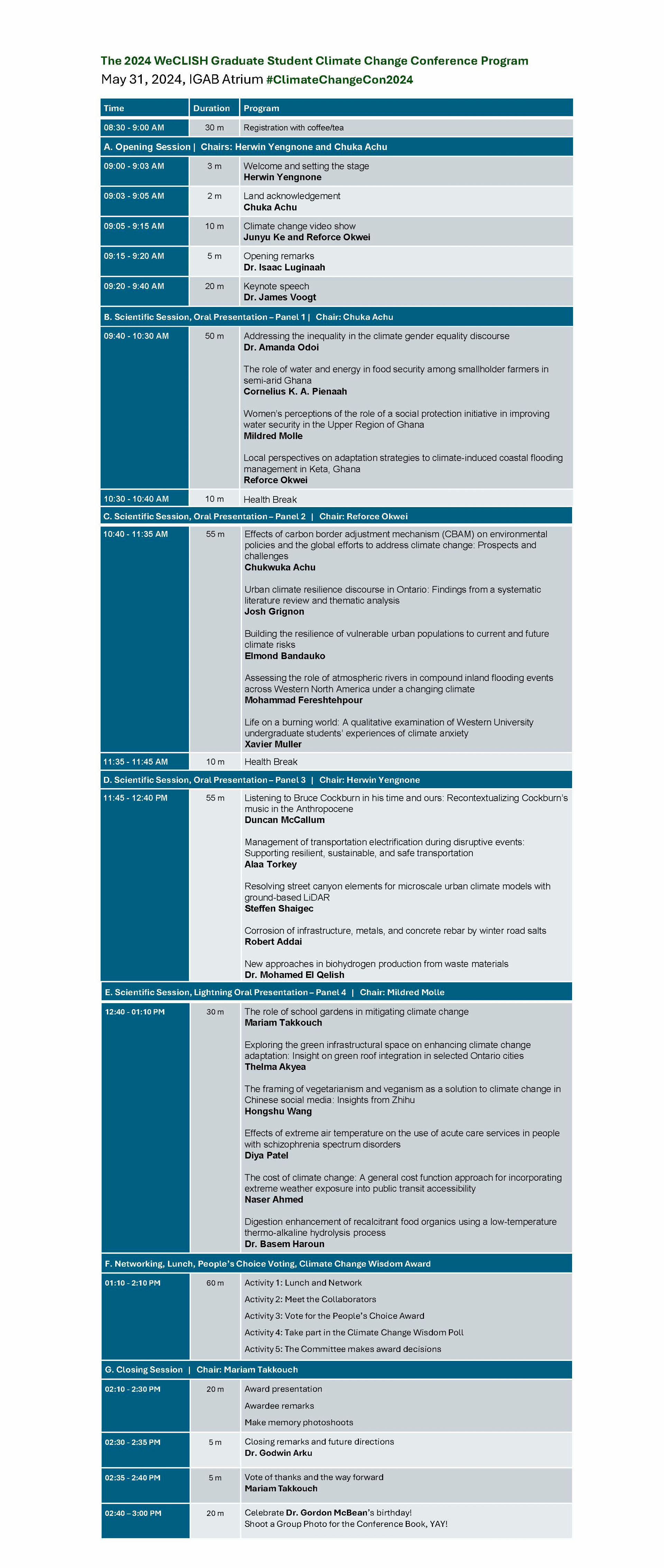 Program - WeCLISH - Western University